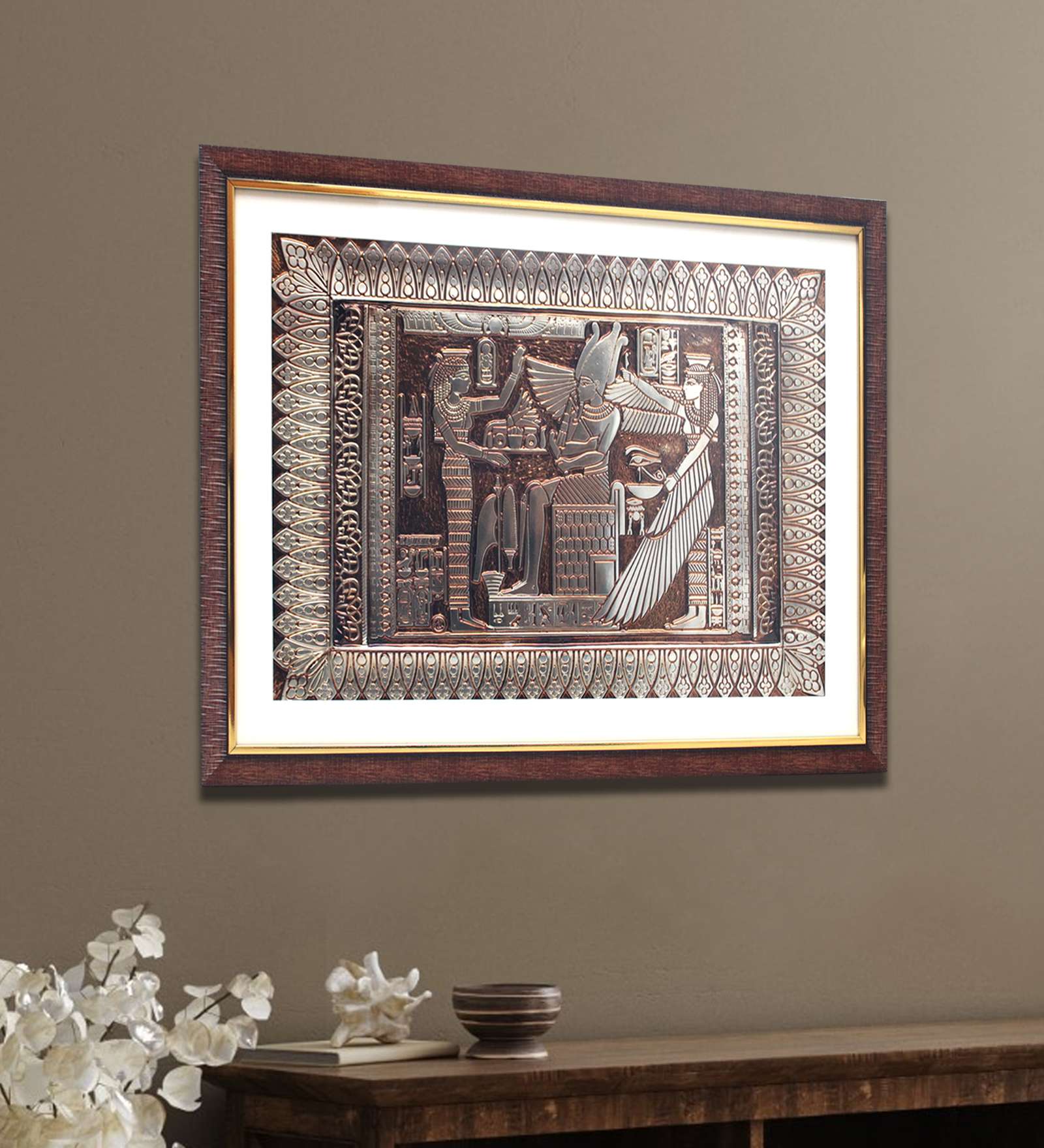 Shree Kala - God Osiris with Winged Goddess ISIS Foil Embossed wall ...